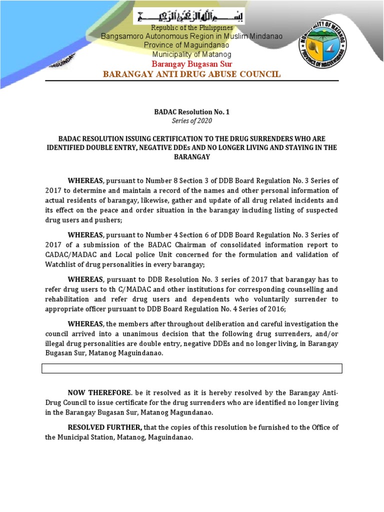 BADAC Resolution No 1 S. 2020 | PDF | Government