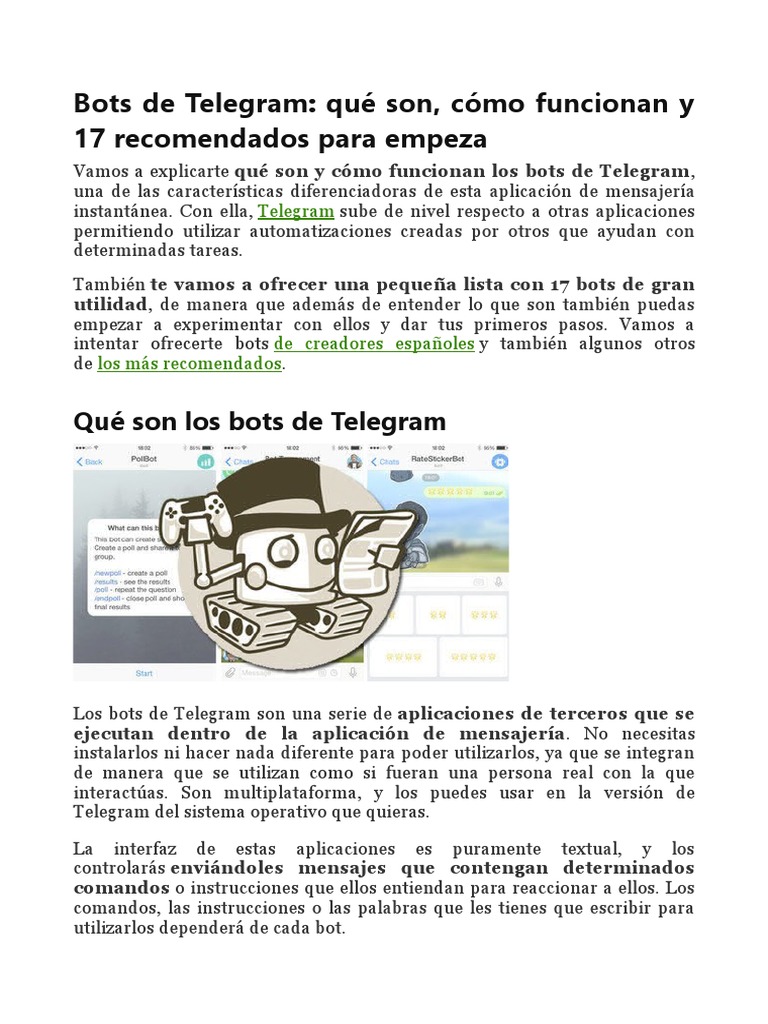 Bots Telegram | PDF | Internet Bot | Software de la aplicacion