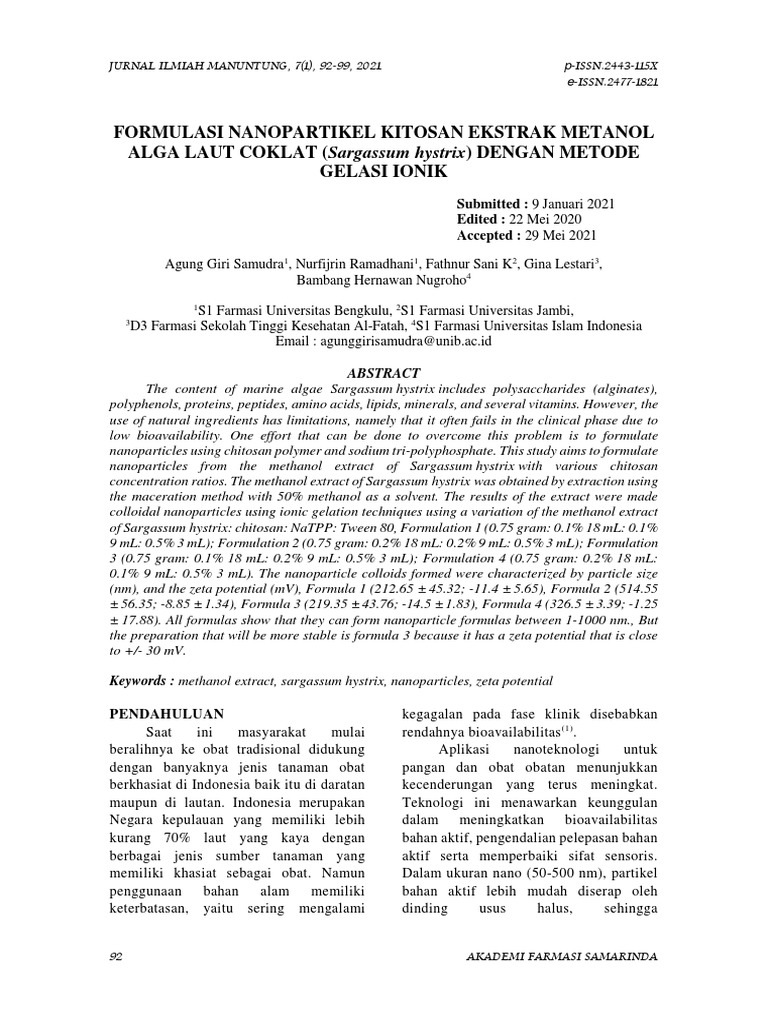 Jurnal Nano Alga Laut2 | PDF | Materials | Physical Sciences