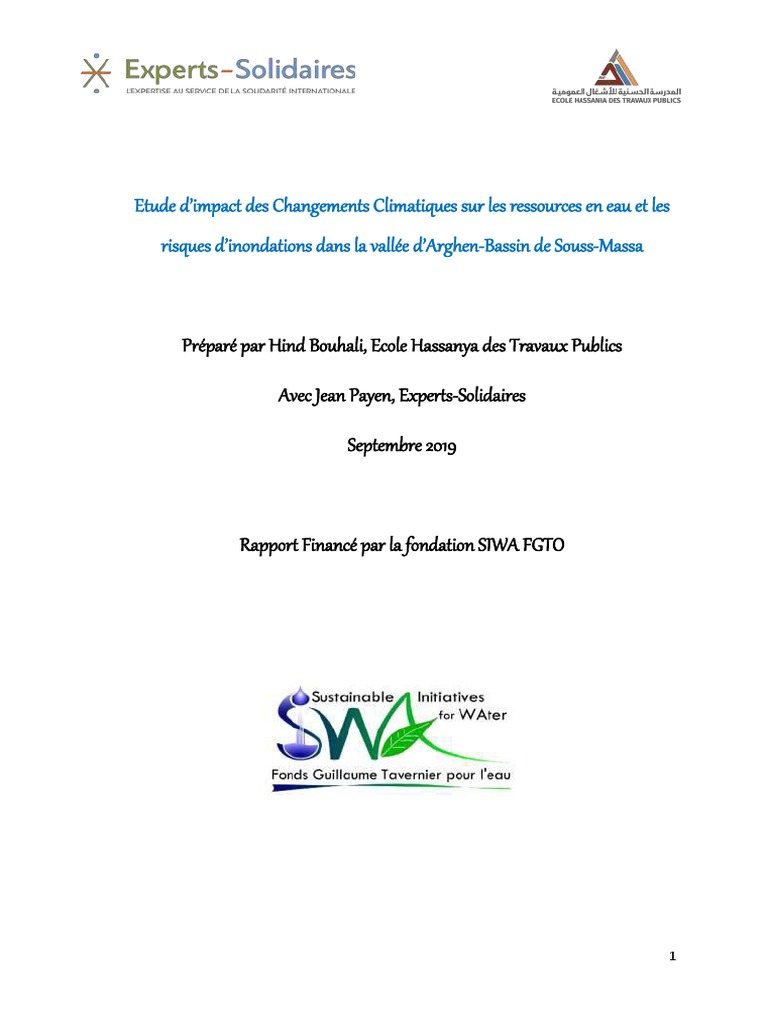 Rapport Changement Climatique Et Ressources en Eau Dans La Vallée DArghen Juil 2019 | PDF ...