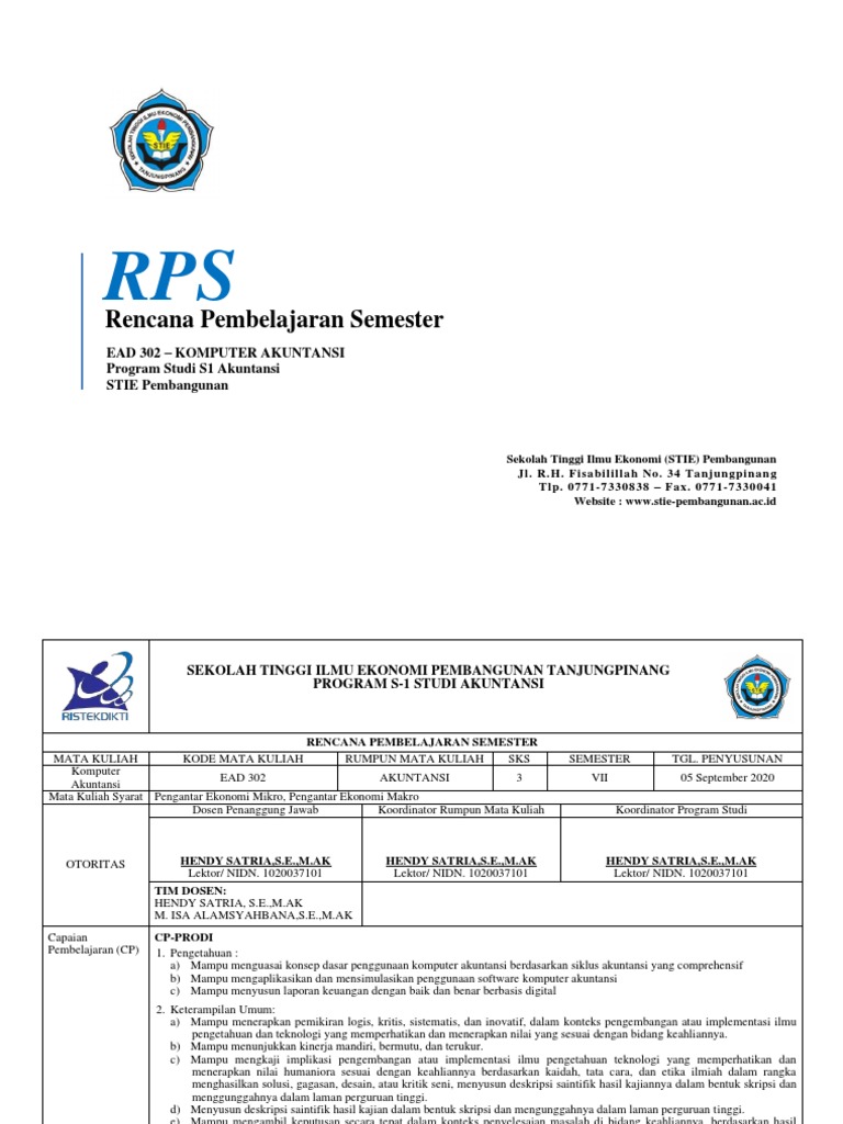 RPS MK Komputer Akuntansi | PDF | Bisnis | Komputer