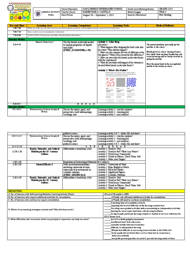 Wap Template | PDF | Learning | Teachers
