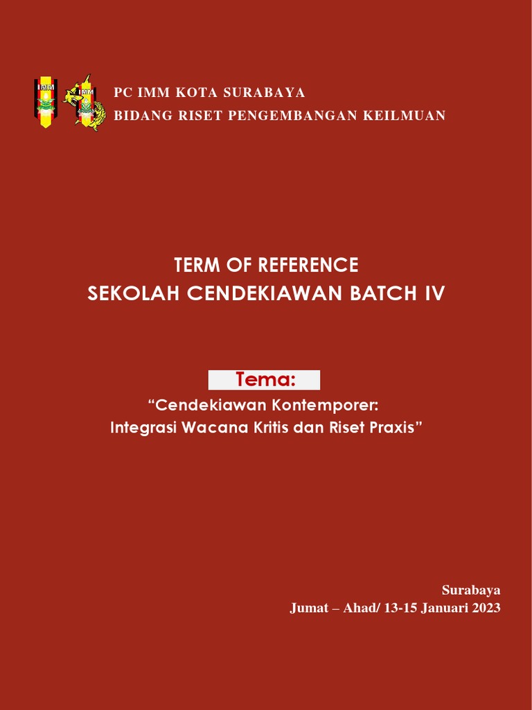 TOR Sekolah Cendekiawan Batch IV | PDF