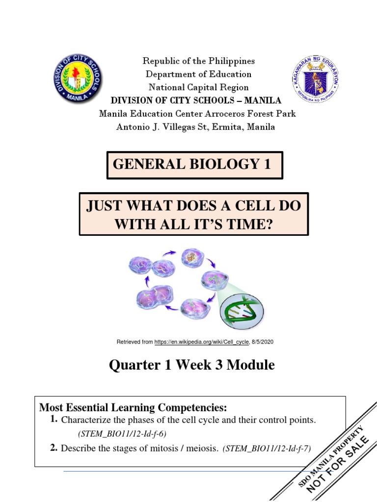 GENERAL BIOLOGY - Q1 - W3 - Mod3 | PDF | Mitosis | Meiosis
