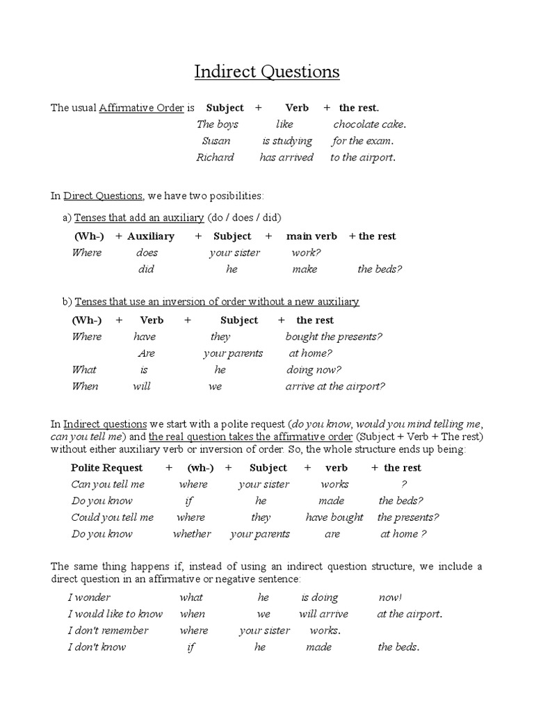 Theory - Indirect Questions | PDF