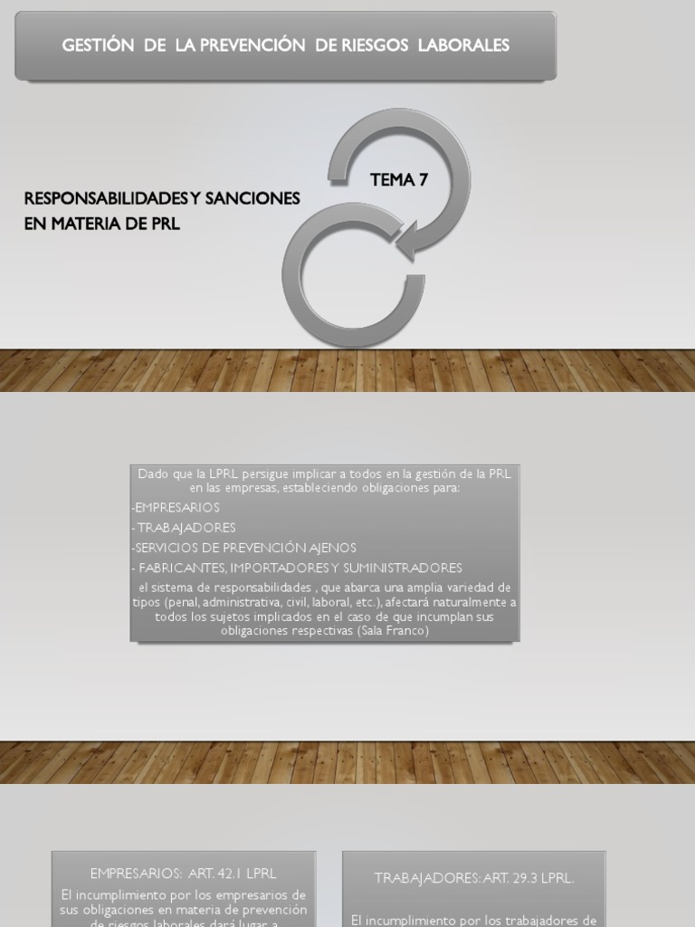 Tema 7 Responsabilidades y Sanciones en PRL | PDF | Derecho penal | Estatuto de limitaciones