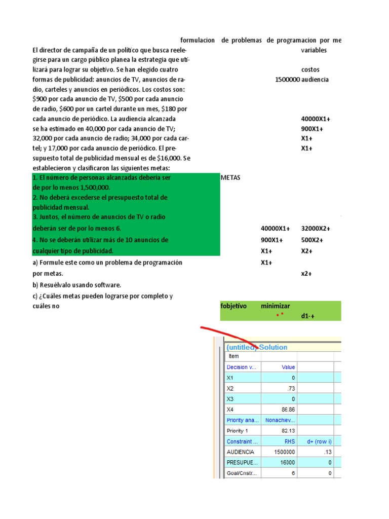 Formulacion y Solucion de Programacion P | PDF