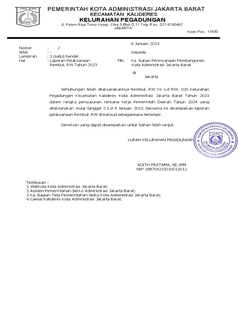 Contoh Surat Undangan RW Rembuk RW 2023 | PDF