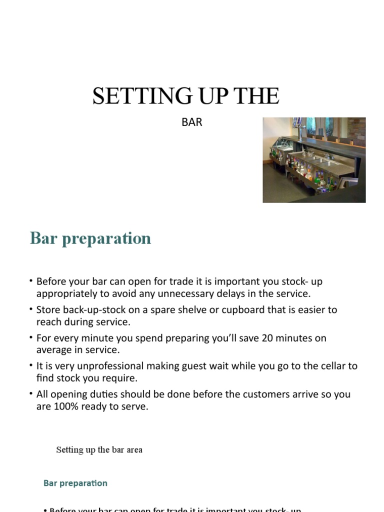 Setting Up The Bar | PDF | Drink | Waiting Staff