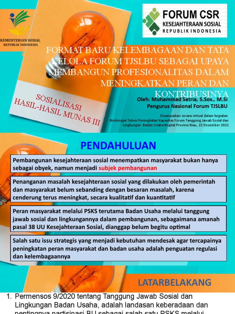 Materi Sosialisasi Hasil2 Munas III Forum CSR 2021 | PDF