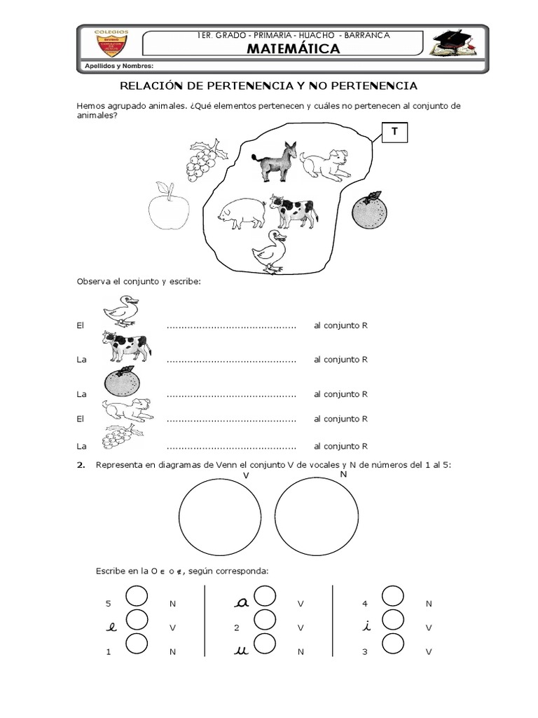 Ejercicios de Pertenencia y No Pertenencia | PDF