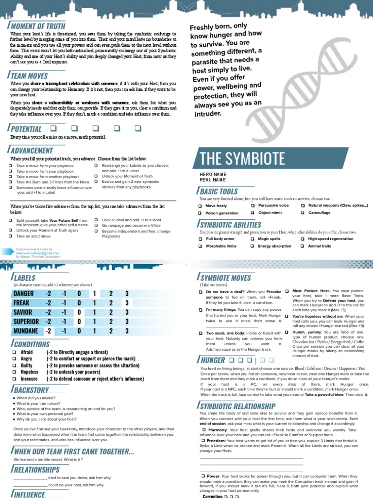 Masks - Custom - Playbook - The Symbiote | PDF