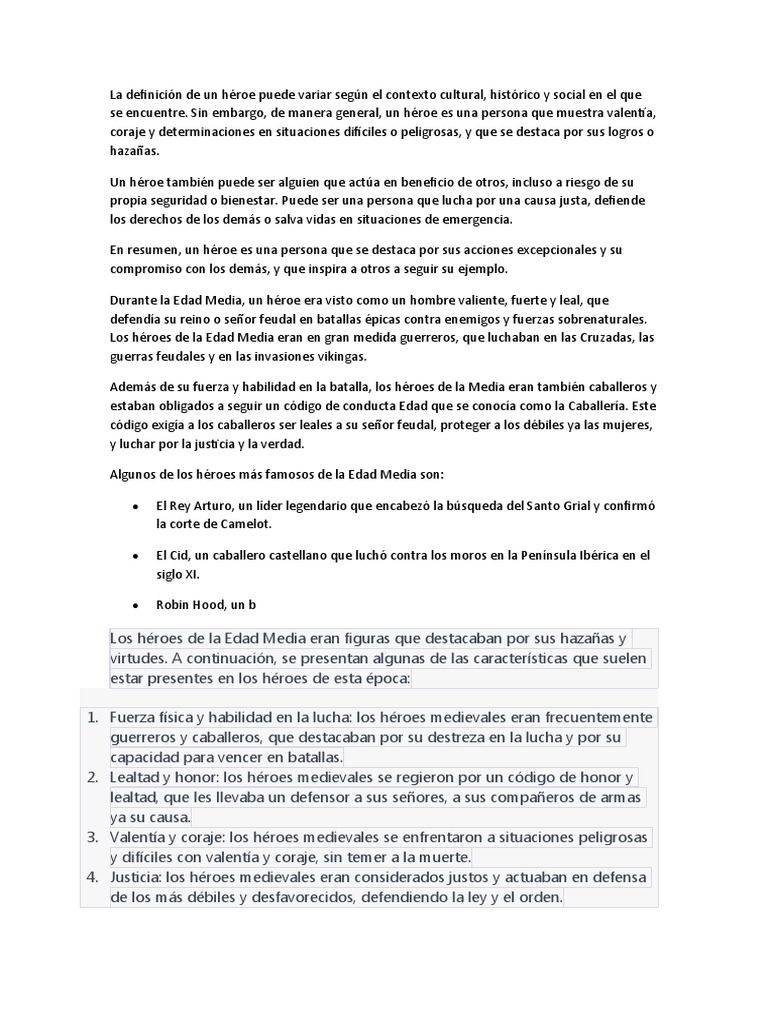 La Definición de Un Héroe Puede Variar Según El Contexto Cultural | PDF ...