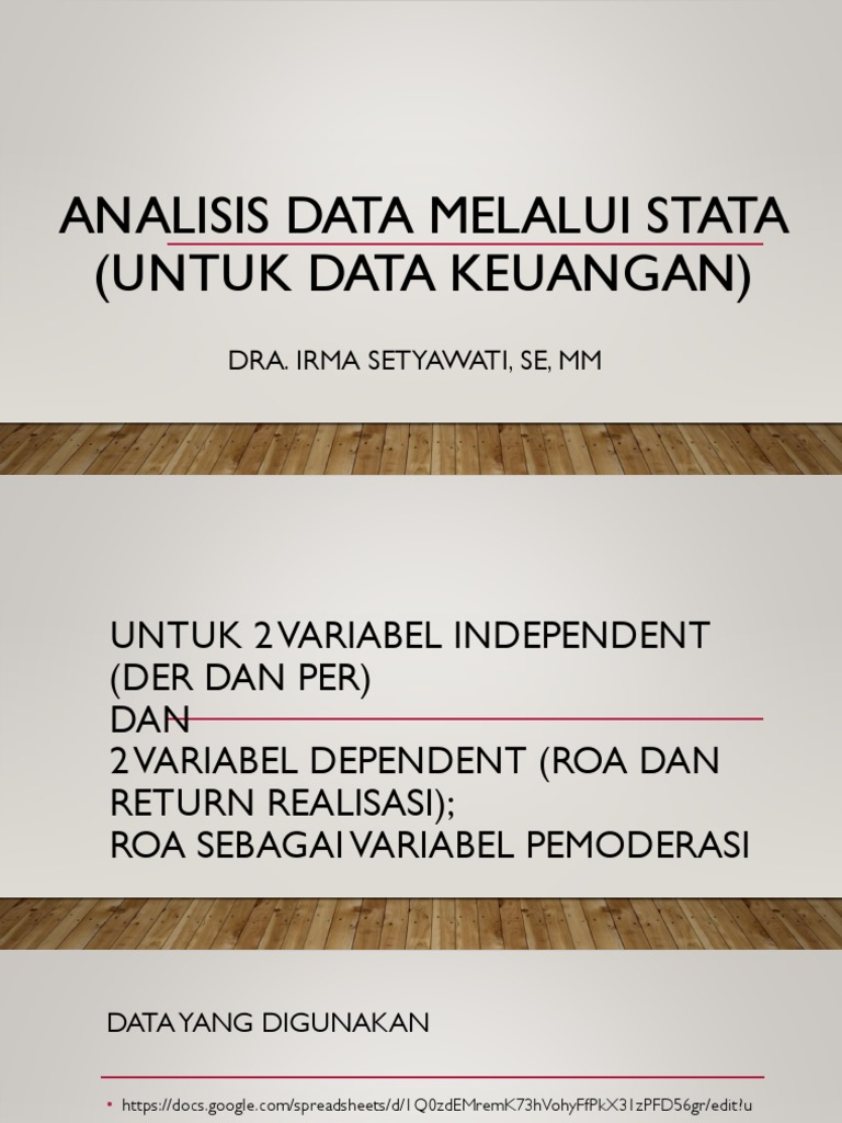 Analisis Data Melalui Stata Untuk Data Keuangan | PDF