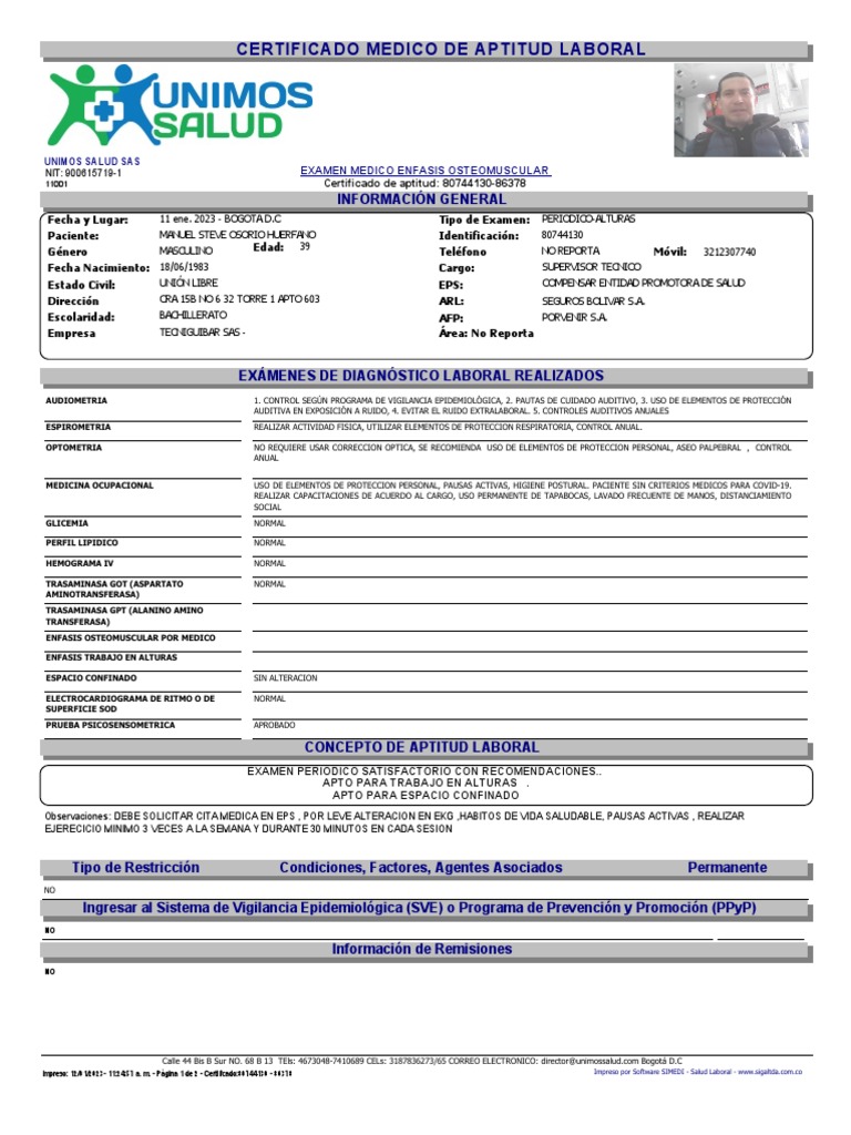 4.examen Medico Ocupacional | PDF | Historial médico | Especialidades ... 4.examen Medico Ocupacional | PDF | Historial médico | Especialidades ...