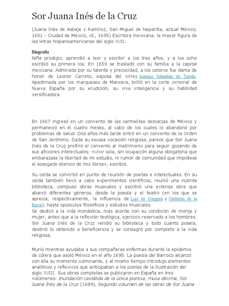 Sor Juana Inés de La Cruz | PDF