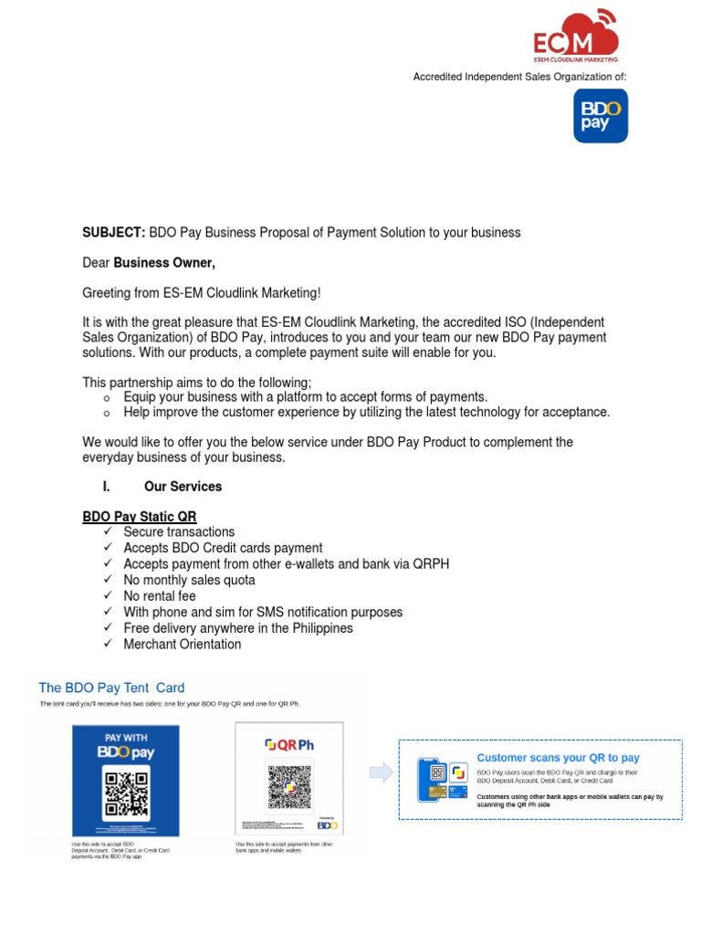 Offer Sheet Bdo Pay QR | PDF | Business | Finance & Money Management