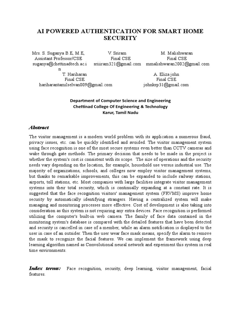 Ai Powered Authentication For Smart Home Security | PDF | Computer Security | Security