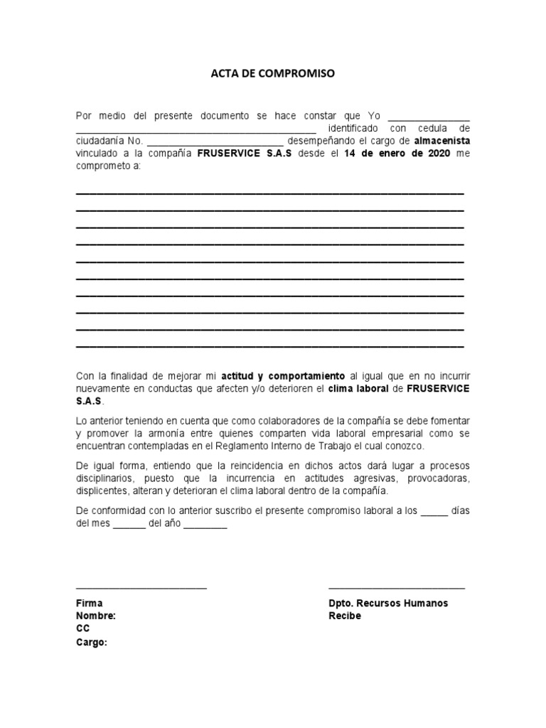 Acta de Compromiso | PDF