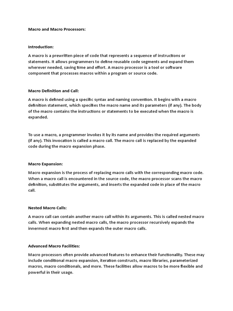 Macro and Macro Processors | PDF | Macro (Computer Science) | Assembly ... Macro and Macro Processors | PDF | Macro (Computer Science) | Assembly ...