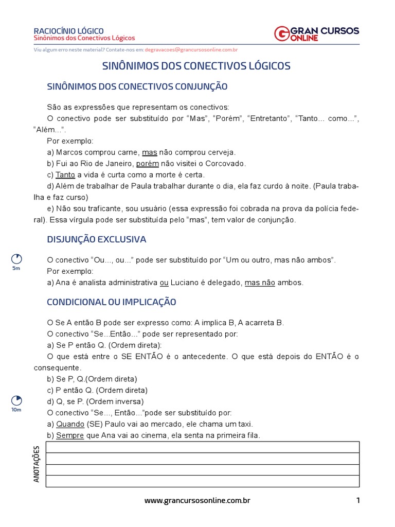 3 - Sinônimos Dos Conectivos Lógicos | PDF | Lógica 3 - Sinônimos Dos Conectivos Lógicos | PDF | Lógica
