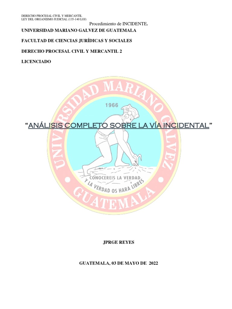 Análisis del Procedimiento de Incidente | PDF | Evidencia (ley) | Ley procesal