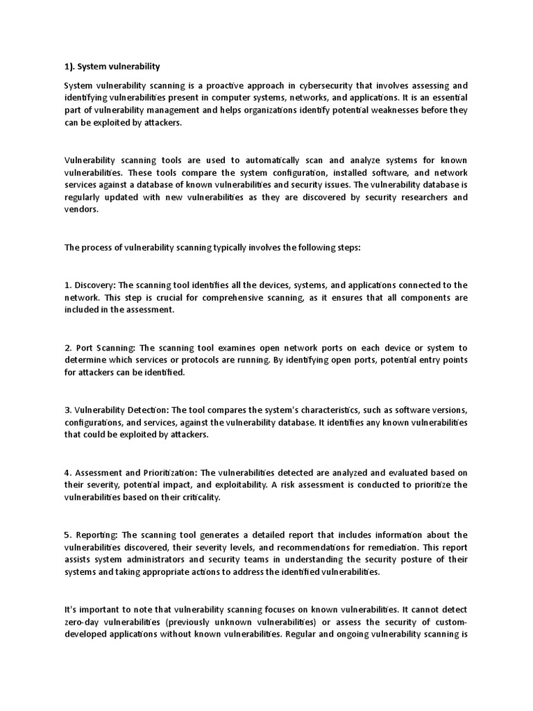 1) - System Vulnerability | PDF | Port (Computer Networking) | Vulnerability (Computing)
