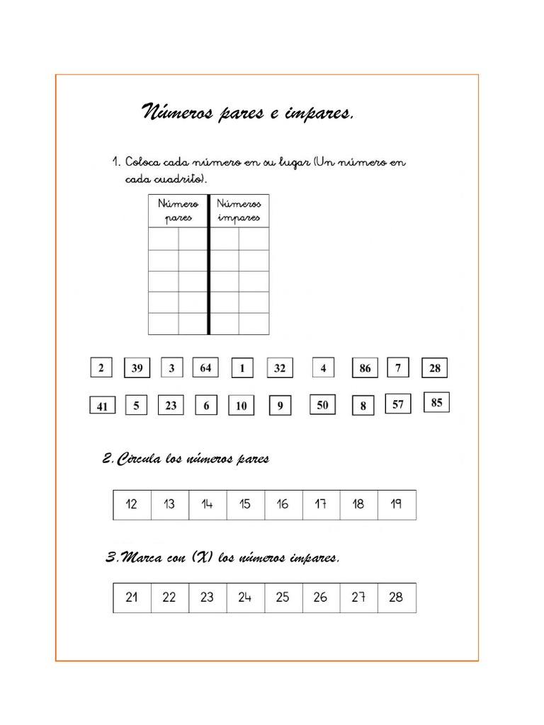 Numeros Pares e Impares | PDF | Métodos y materiales de enseñanza