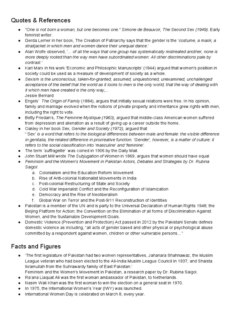 Quotes and References | PDF | Gender Studies | Feminism