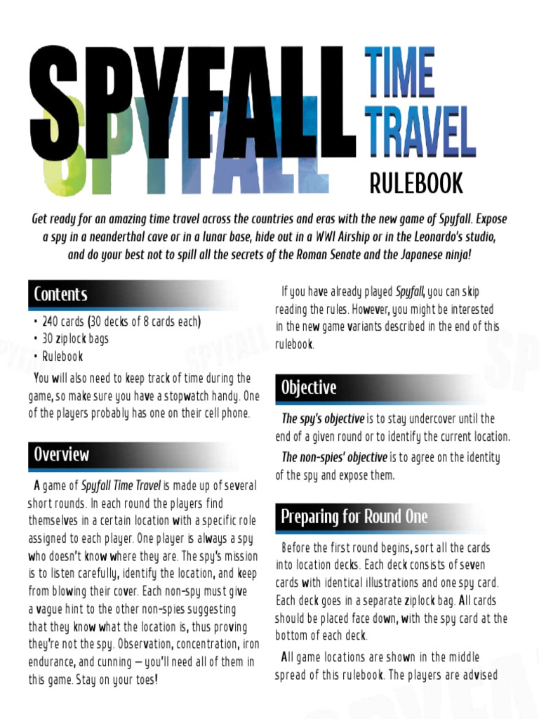 Spyfall Time Travel Game Rules | PDF