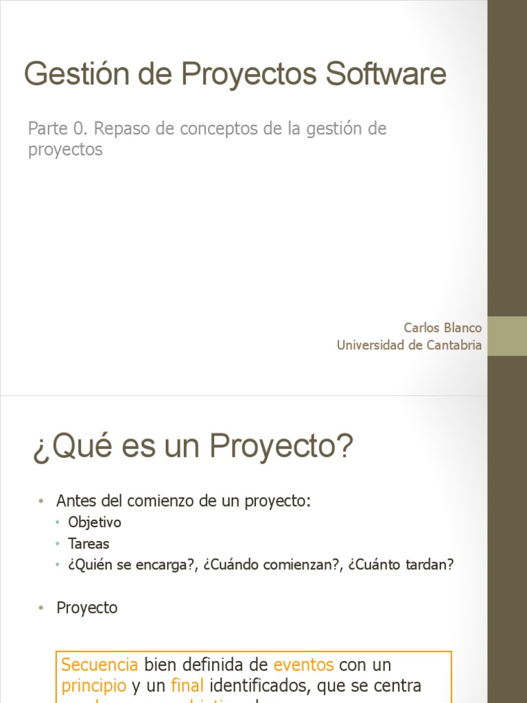 Gestion de Proyectos Software Parte 0 Re | PDF | Gestión de proyectos | Software