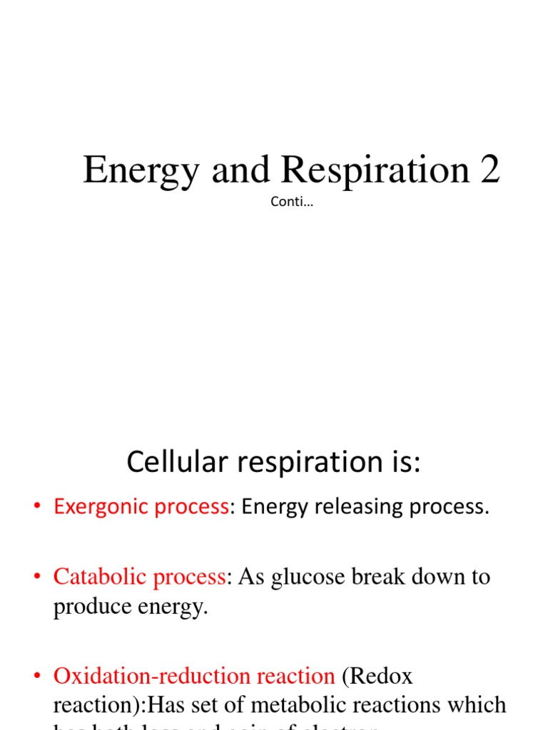Energy and Respiration - 2 | PDF | Cellular Respiration | Electron ...
