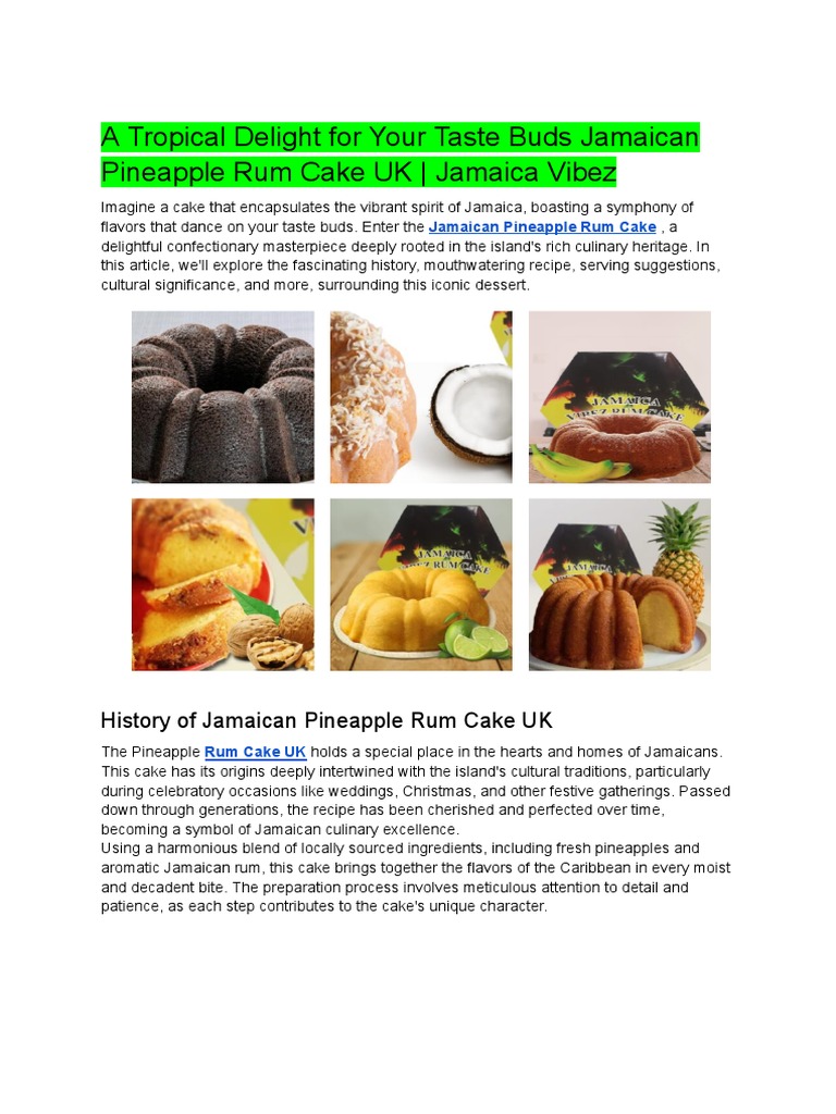 A Tropical Delight For Your Taste Buds Jamaican Pineapple Rum Cake UK ...