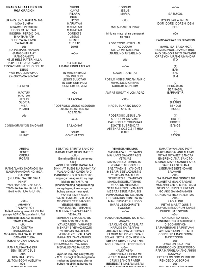 Unang Aklat Libro NG Mga Oracion | PDF