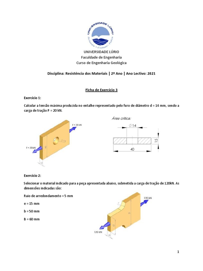 RM Ficha de Exercício 3 Ano 2021 | PDF | Estresse (Mecânica) | Viga