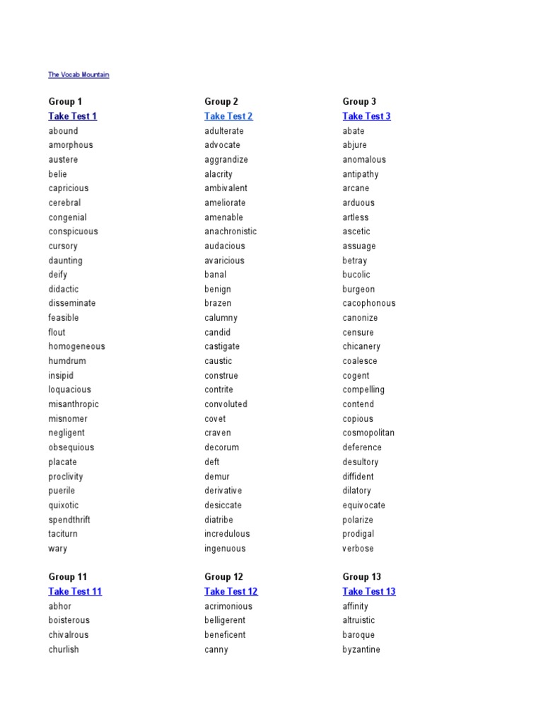 Greg Mat Vocab List (32 Groups, 960 Words) | PDF