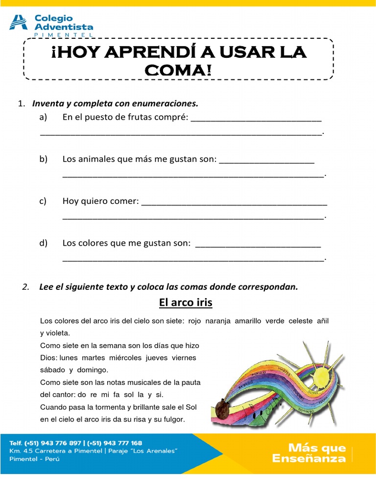 Ejercicios de Comas y Enumeraciones | PDF