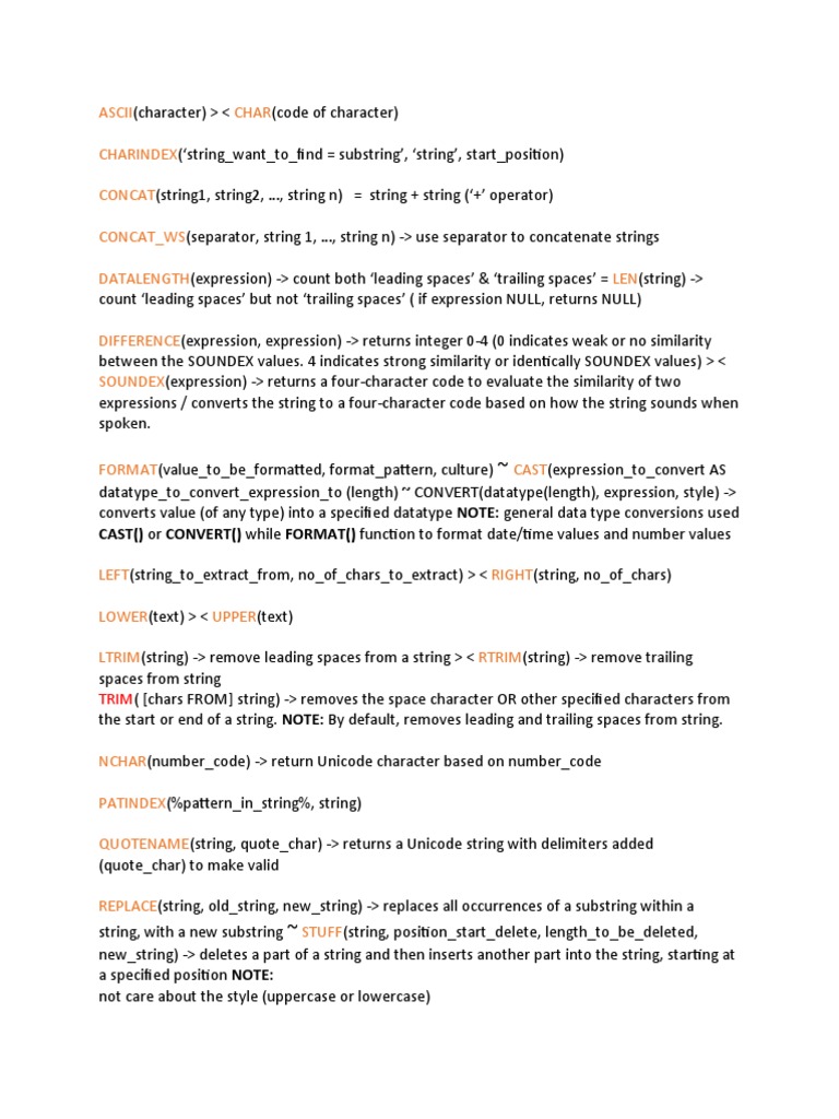 Sql Advance Functions Pdf String Computer Science Data Type 