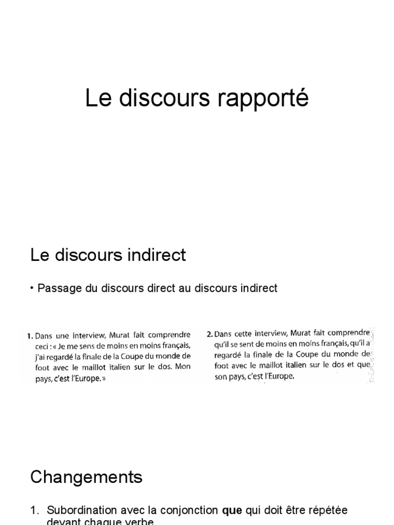 Le Discours Rapporté | PDF | Question | Morphologie linguistique