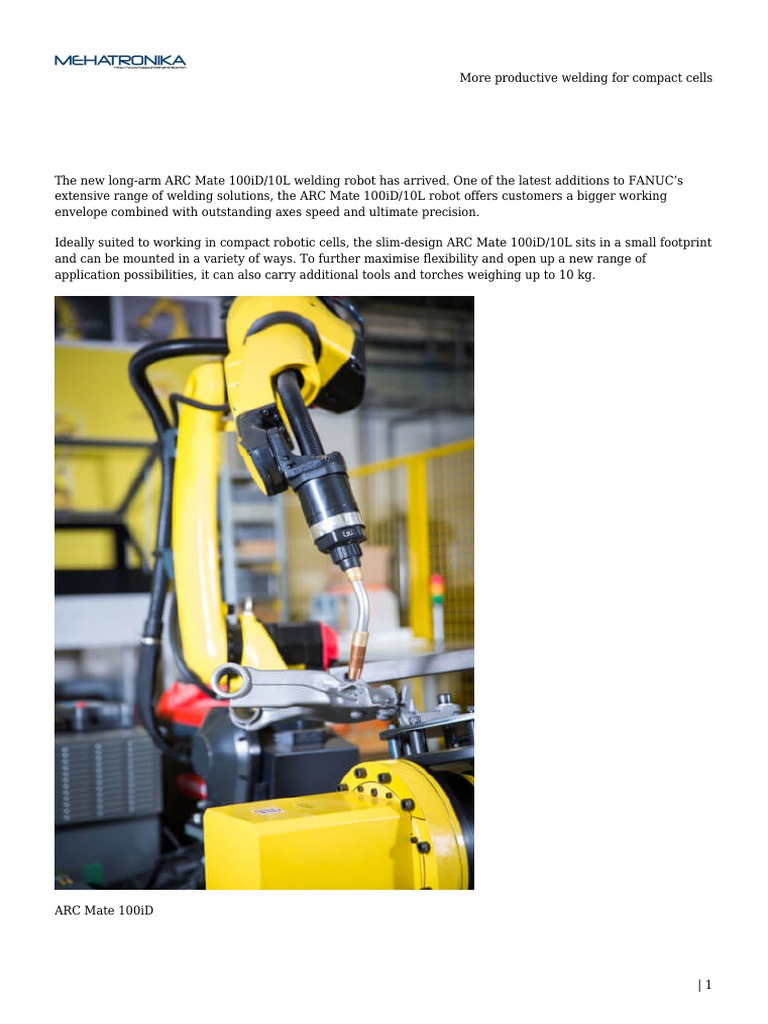 ArcMate 100id Features Mahatronica | PDF | Robot | Robotics