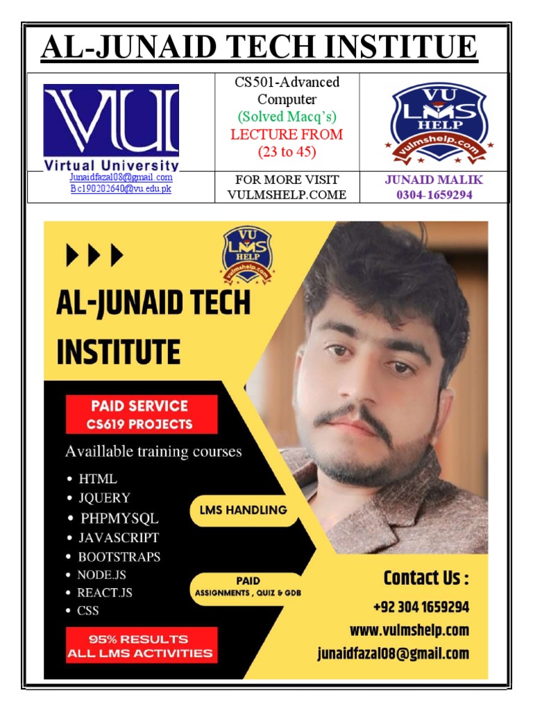 CS501 SOLVED MCQs FINAL TERM BY JUNAID | PDF | Input/Output | Central Processing Unit