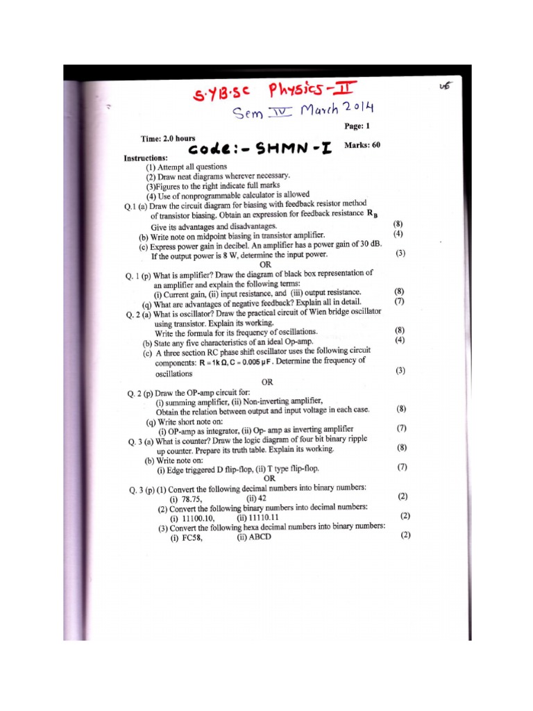 SYBsc Sem IV March 2014 Physics II | PDF