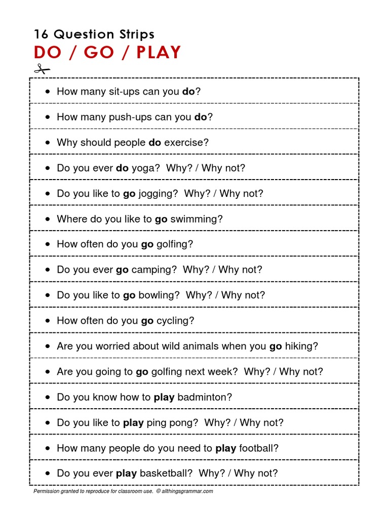 16 Questions - Do-Go-Play | PDF