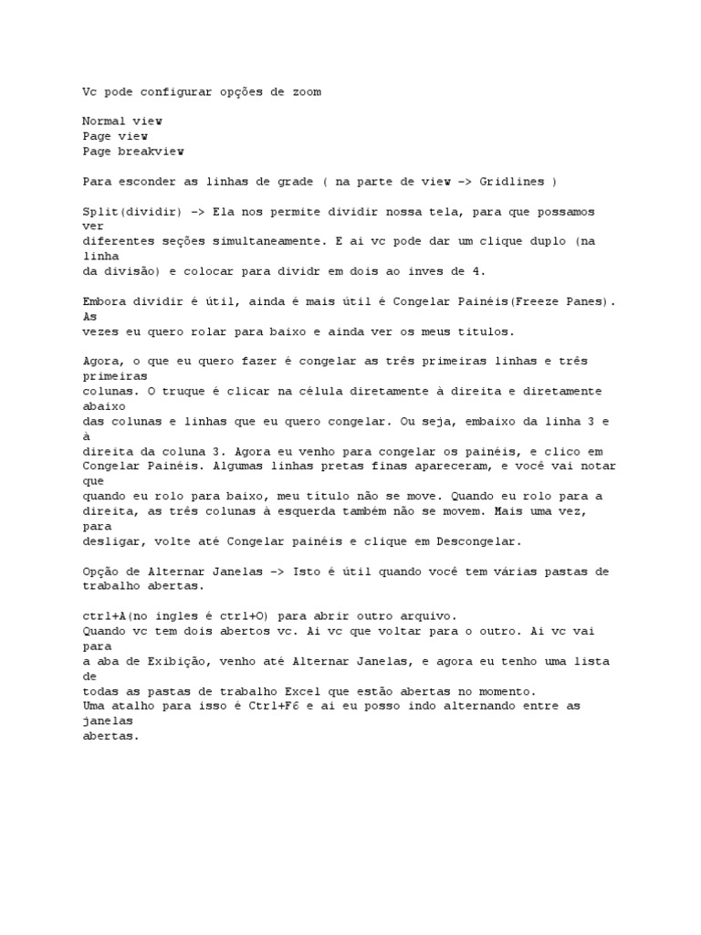Algumas Opcoes de Visualizacao No Excel | PDF Algumas Opcoes de Visualizacao No Excel | PDF