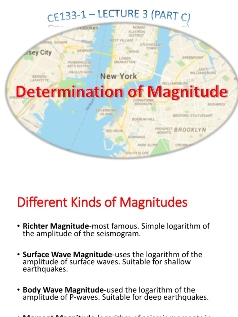 CE133-1 - LEC3c - Determination of Magnitude | PDF | Moment Magnitude Scale | Earthquakes