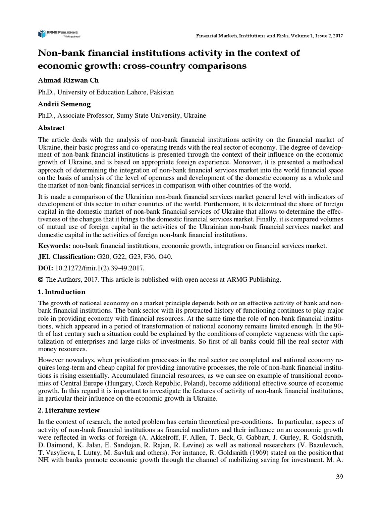 Non-Bank Financial Institutions Activity in The Context of Economic ...