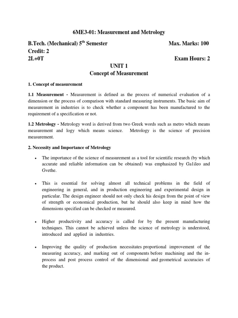 Measurement and Metrology | PDF | Calibration | Accuracy And Precision