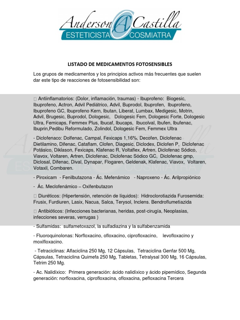 Listado de Medicamentos Fotosensibles An - 221201 - 155128 | PDF ...