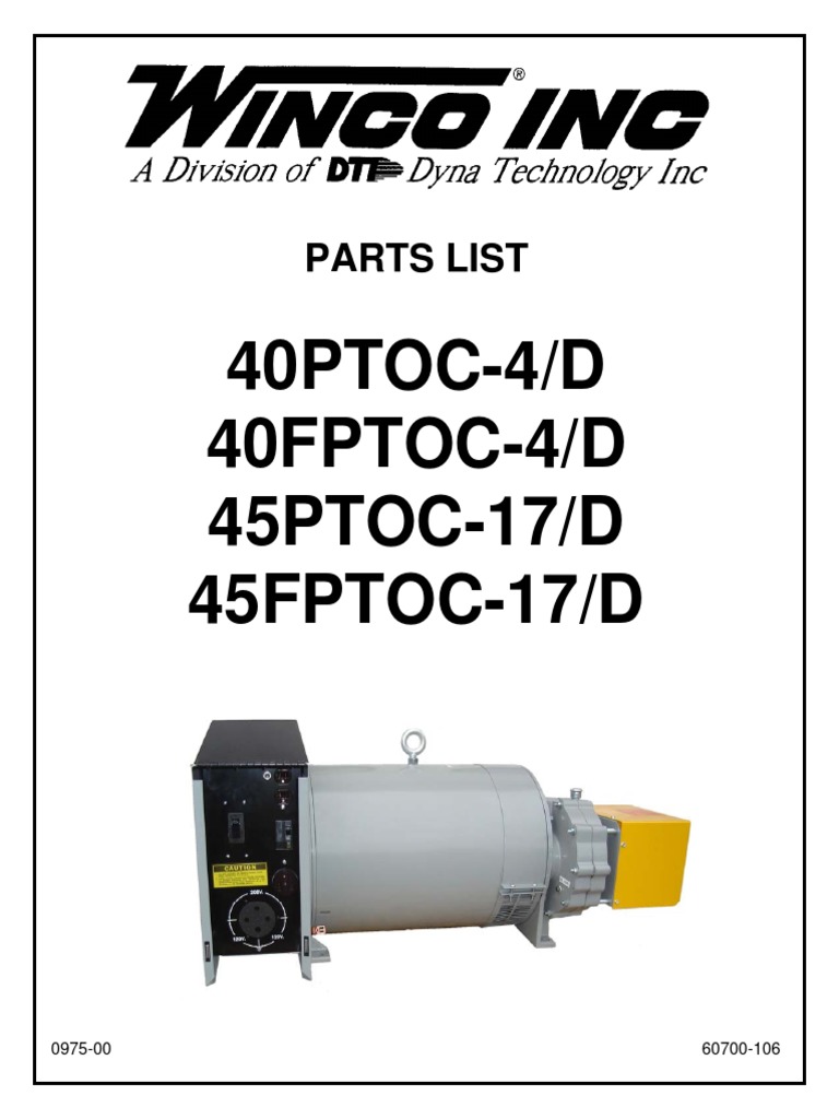 Winco - 60700 106 - 40ptoc 4 D - 40fptoc 4 D - 45ptoc 17 D - 45fptoc 17 ...