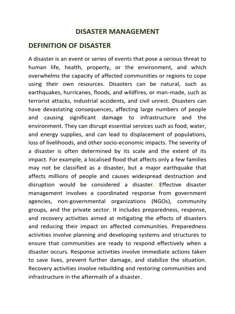 Disaster Management | PDF | Hazards | Emergency Management